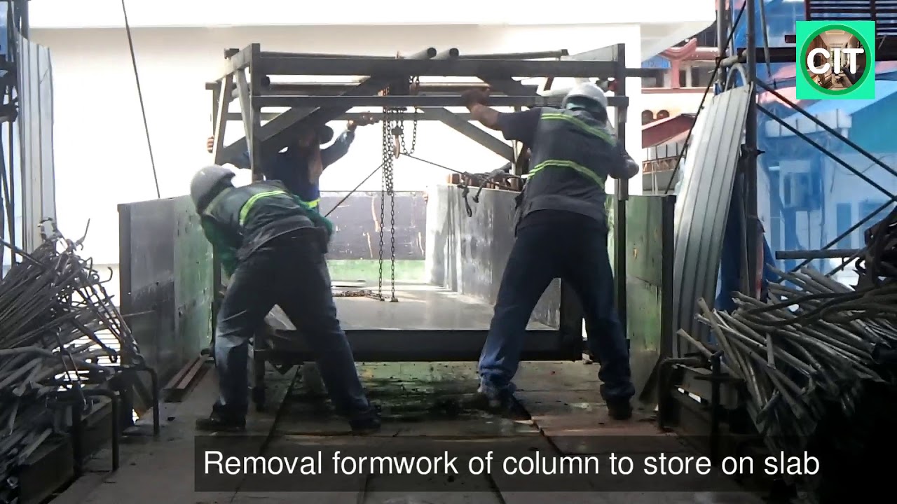 Removal formwork of column to store on the slab - YouTube