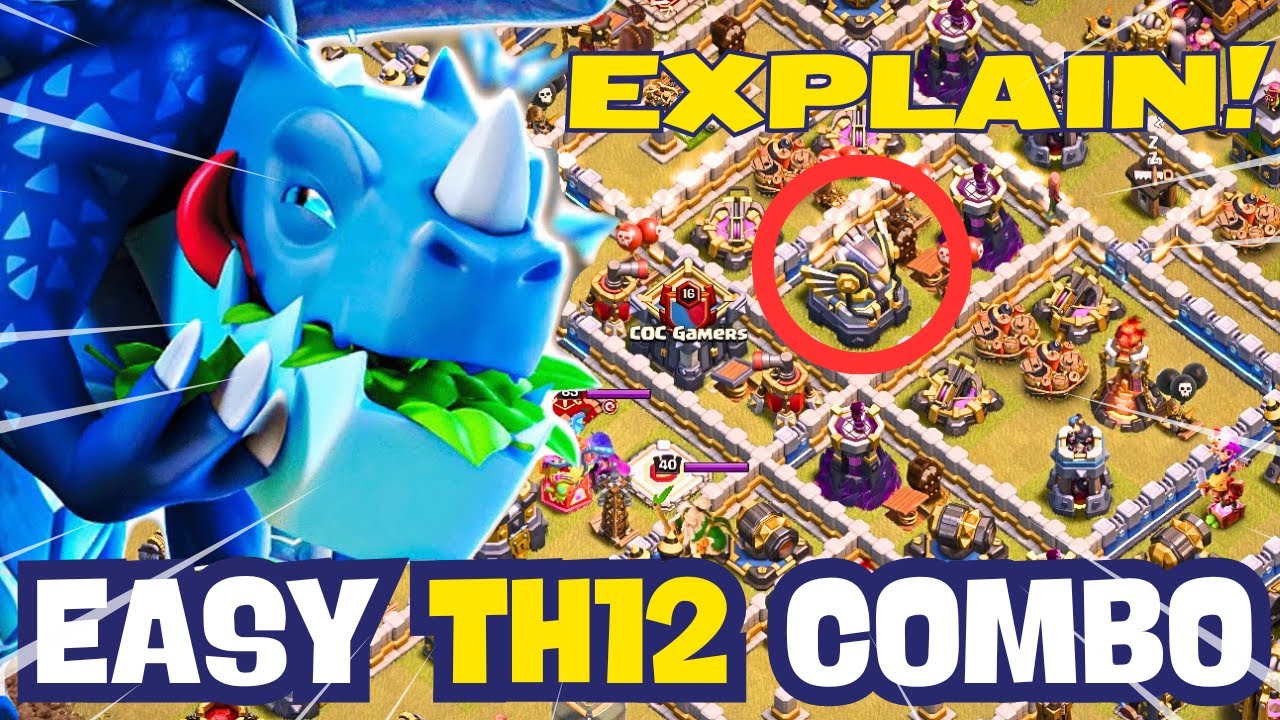 TH12 ELECTRO Strategy!! COMBO SERANGAN QUEEN WALK + ELECTRO DRAGON ...