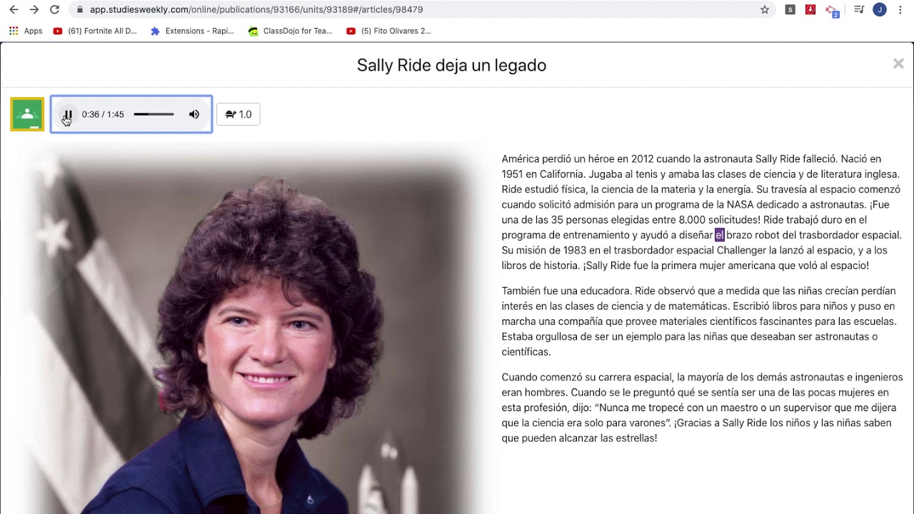 Datos De Sally Ride Para Niños Biografía Y Logros Sally Ride