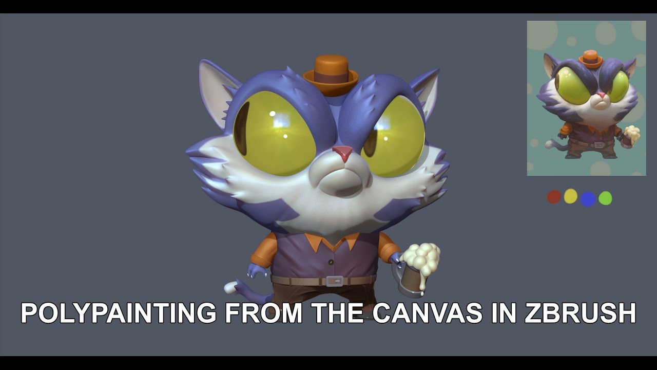 Zbrush Tutorial: Polypainting from the canvas in Zbrush - YouTube