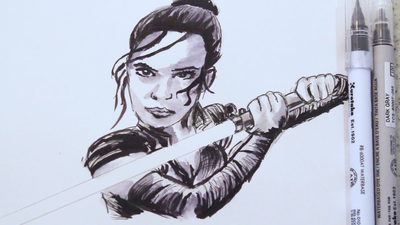 How To Draw Rey From Star Wars - Drawing Time Lapse | Infinite Drawings ...