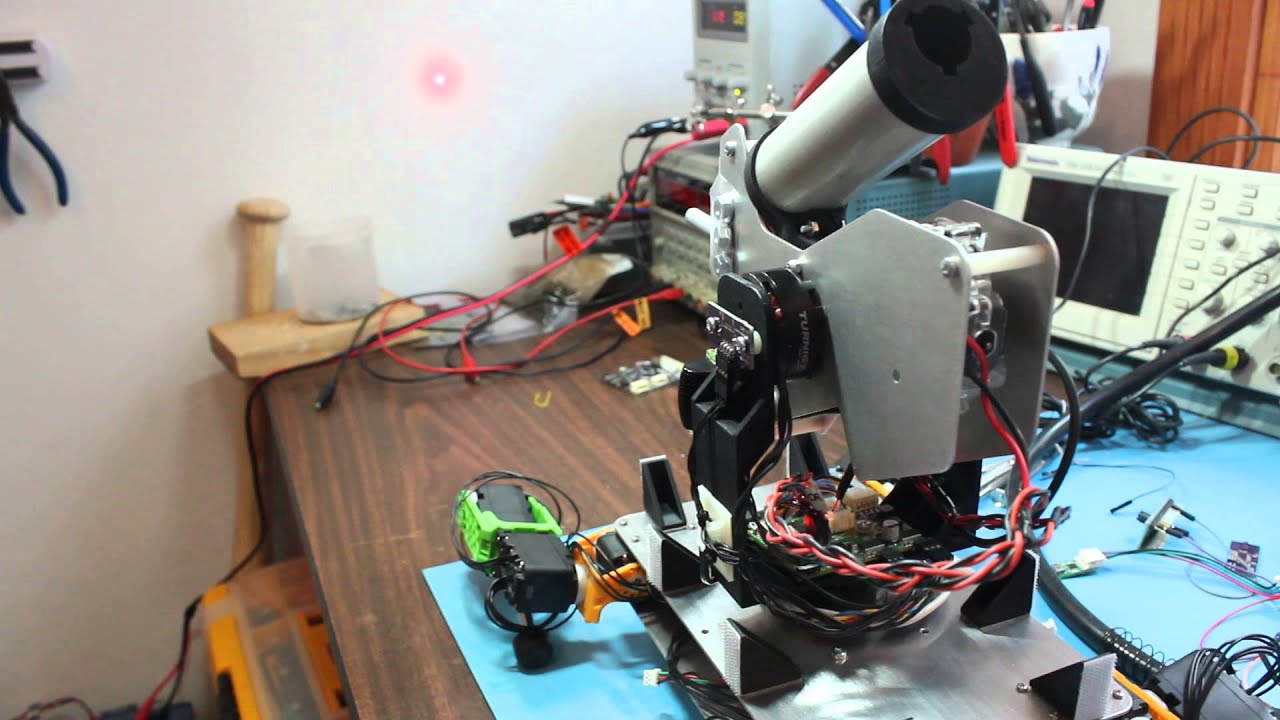 Gimbal stabilized turret quick demo - YouTube