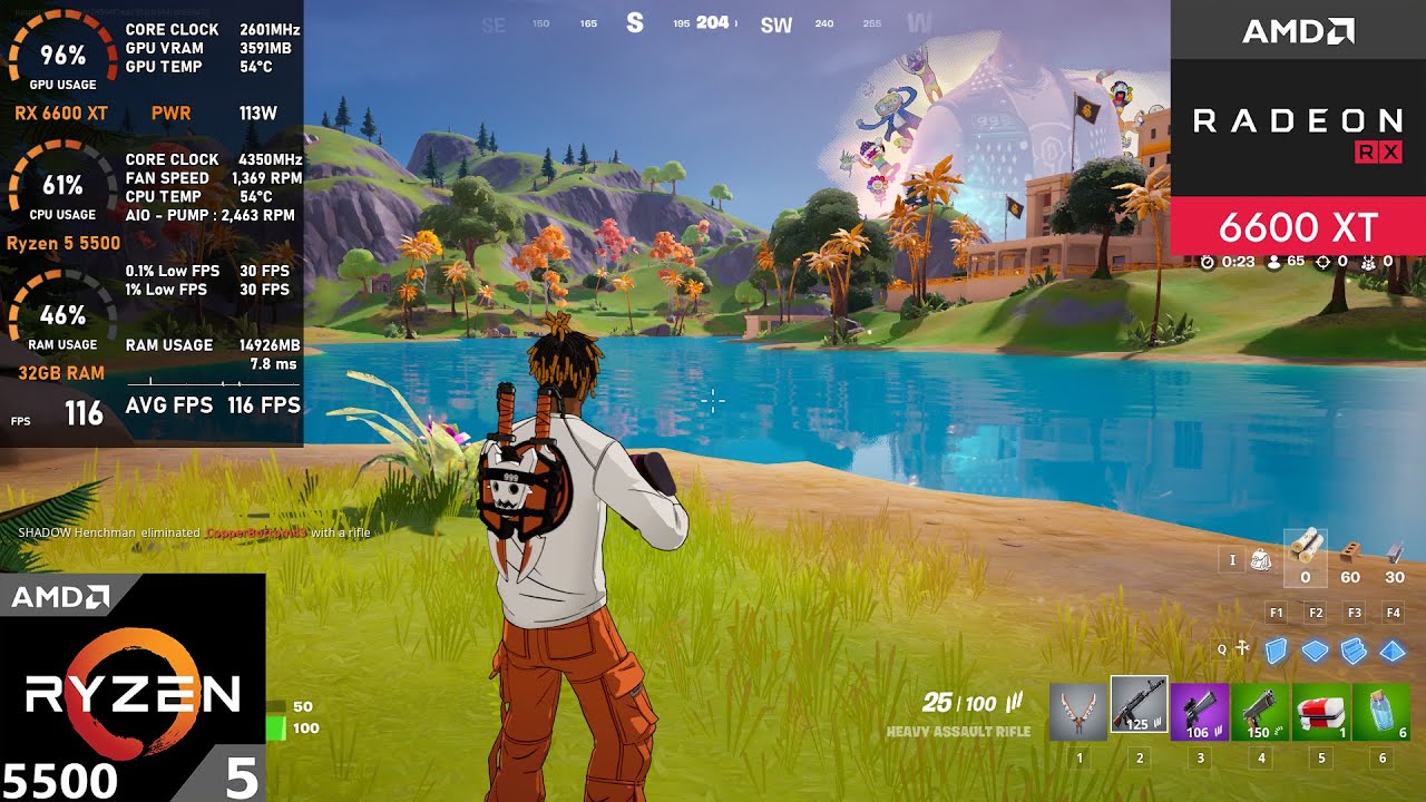 RX 6600 XT + Ryzen 5 5500 : Fortnite - 1080p Low, Medium, High, Epic ...