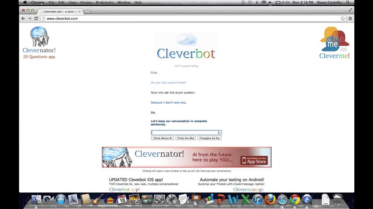 playing cleverbot - YouTube