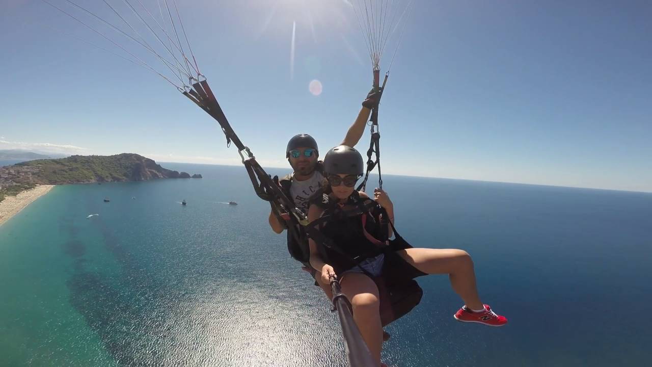GoPro Crazy Girl in Tandem Paragliding Alanya Turkey HD - YouTube