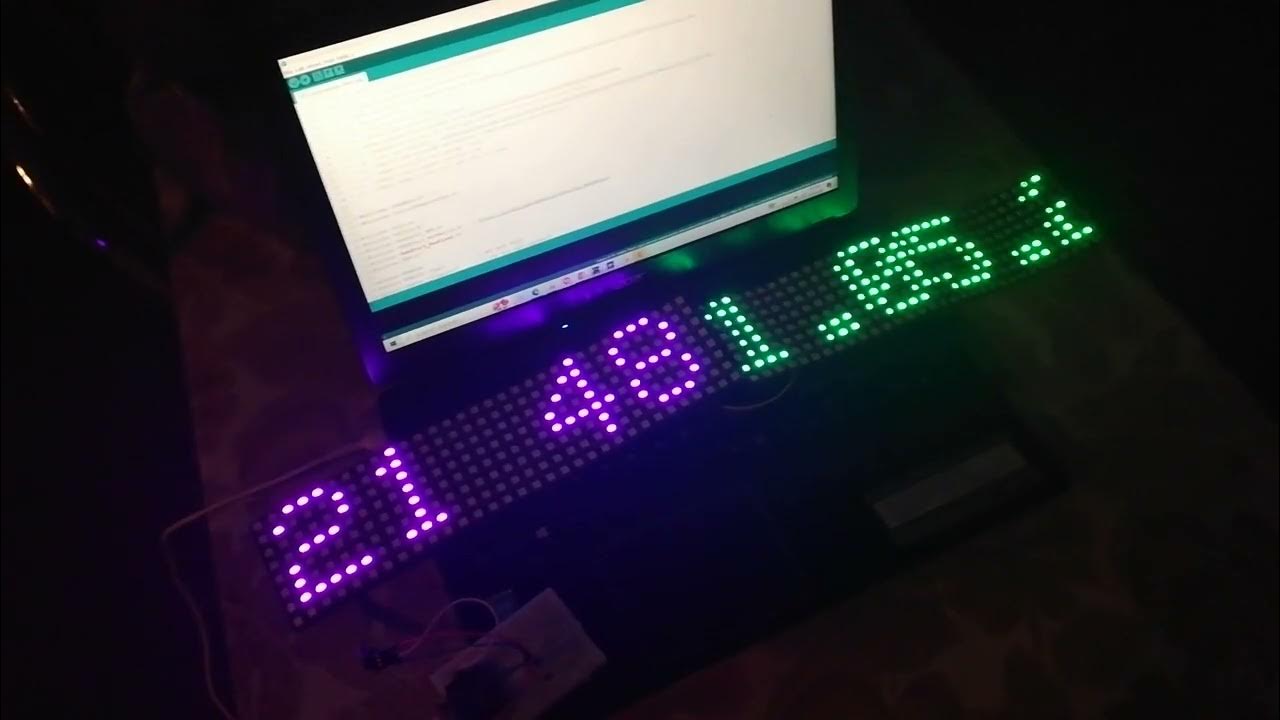 NTP clock on two 8x32 addressable led displays - YouTube