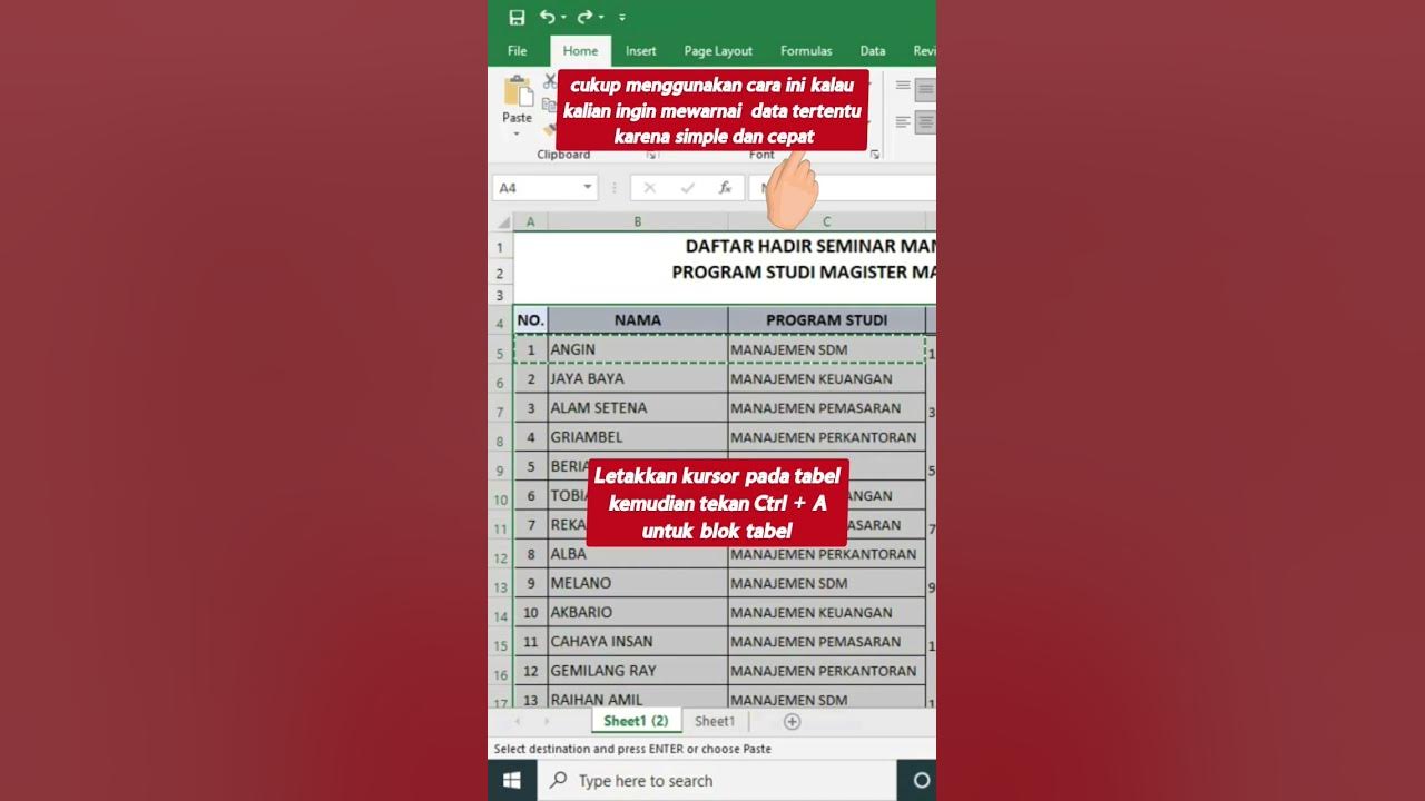 cara memberi warna pada data tertentu di excel | belajar excel bagi ...