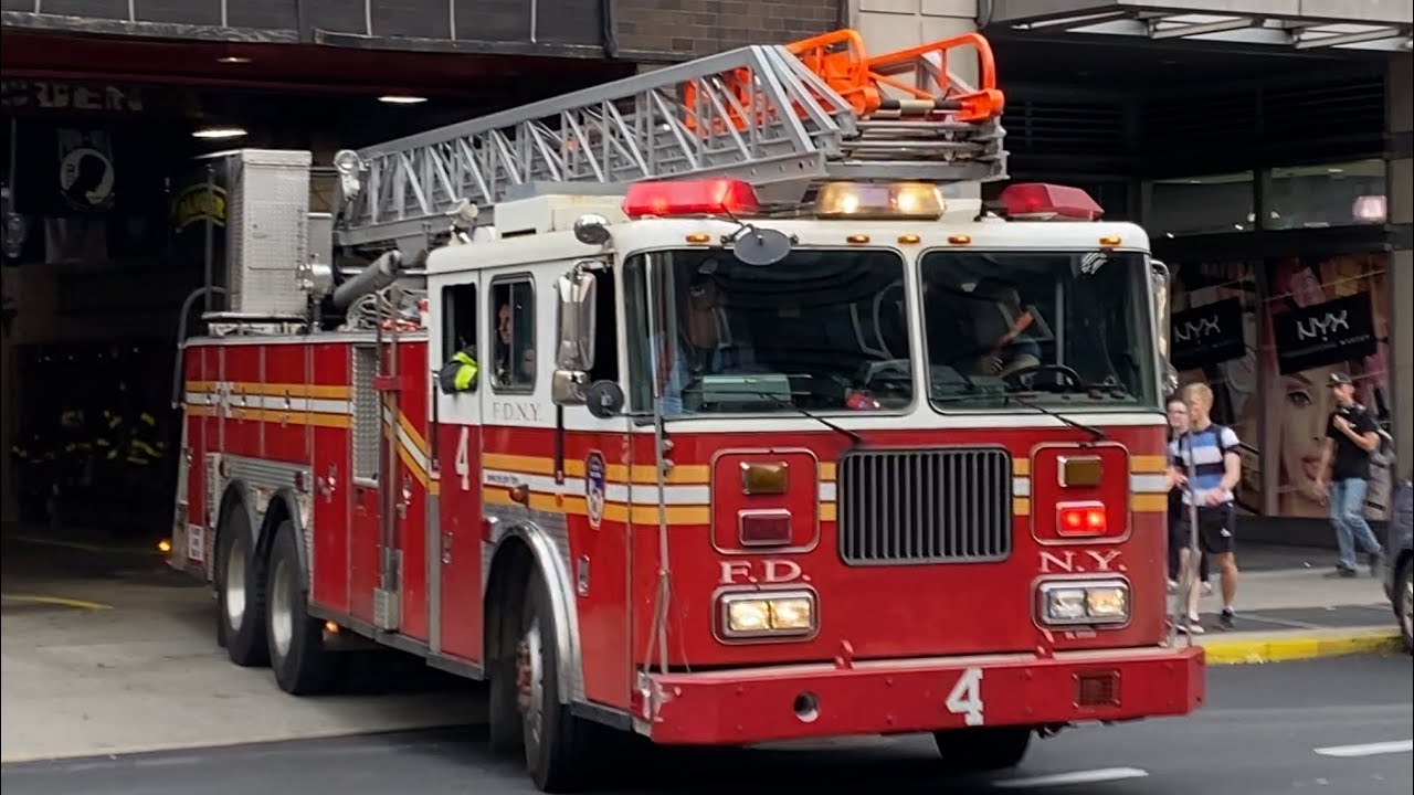 NEW YORK CITY FIRE DEPARTMENT LADDER 4 RESPONDING (SPARE + PA300 + HORN ...