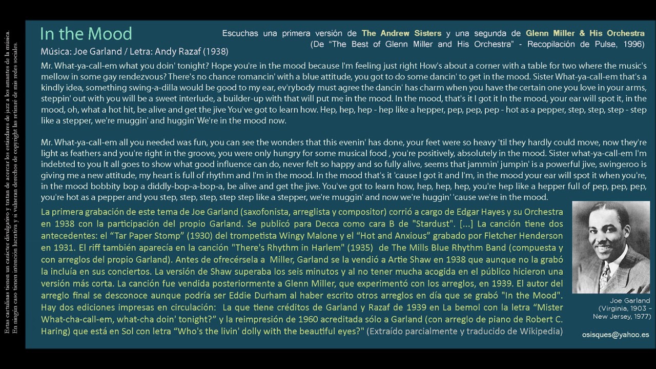 In the Mood (Joe Garland / Andy Razaf) - The Andrew Sisters - YouTube