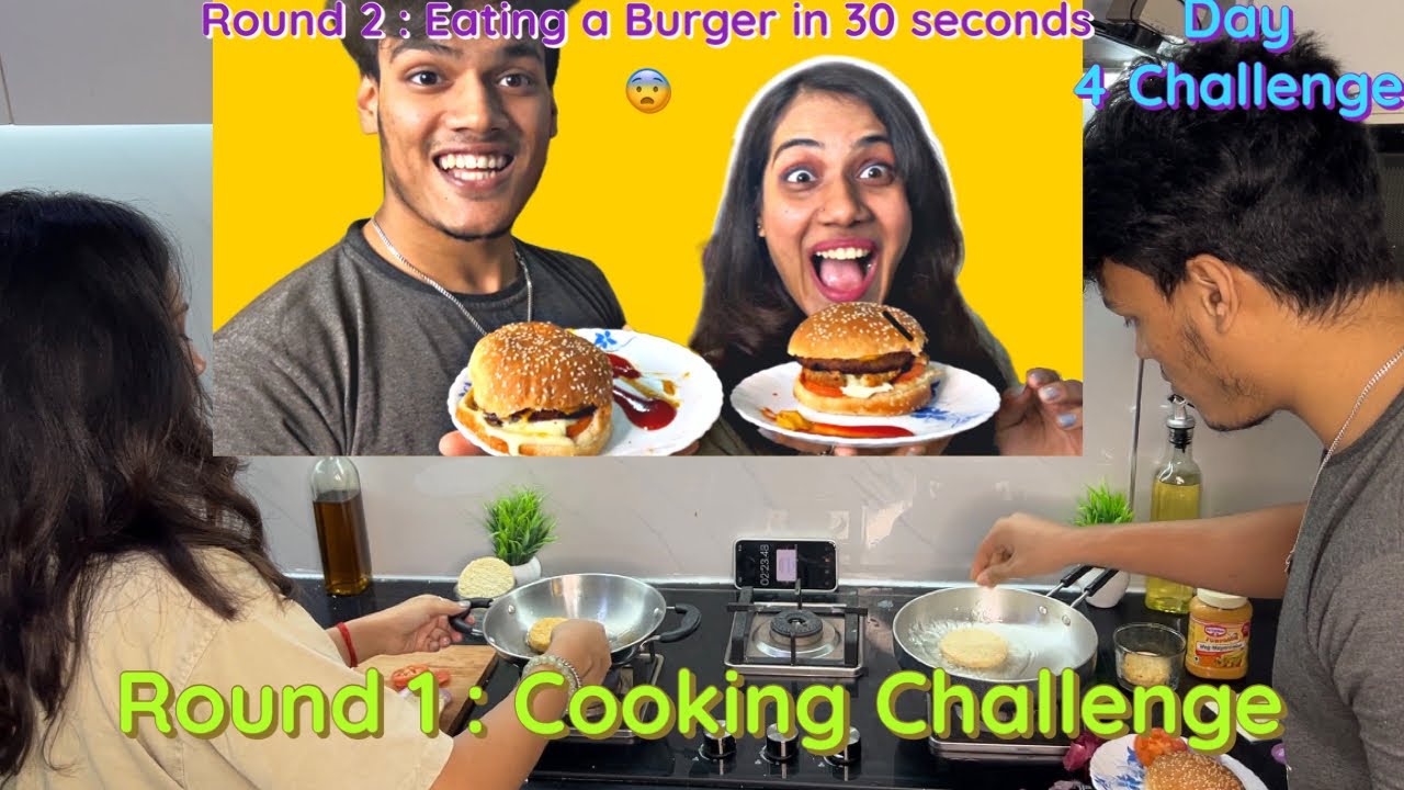 Can we eat a burger in 30 seconds? | Cooking Challenge | Eating ...