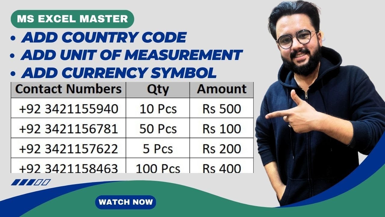Add Symbols, Code & UOM signs with numbers in MS Excel 🔥 - YouTube