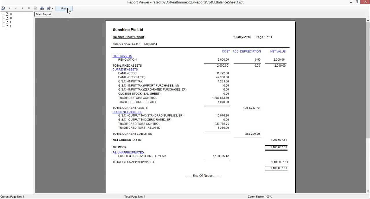 Realtimme Cloud: Print Balance Sheet - YouTube