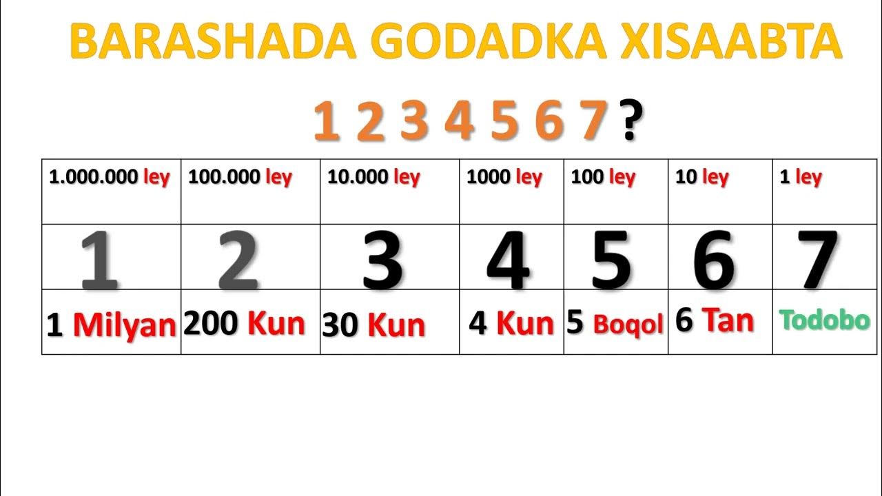 BARASHADA GODADKA XISAABTA XISAAB AFSOMALI HD - YouTube