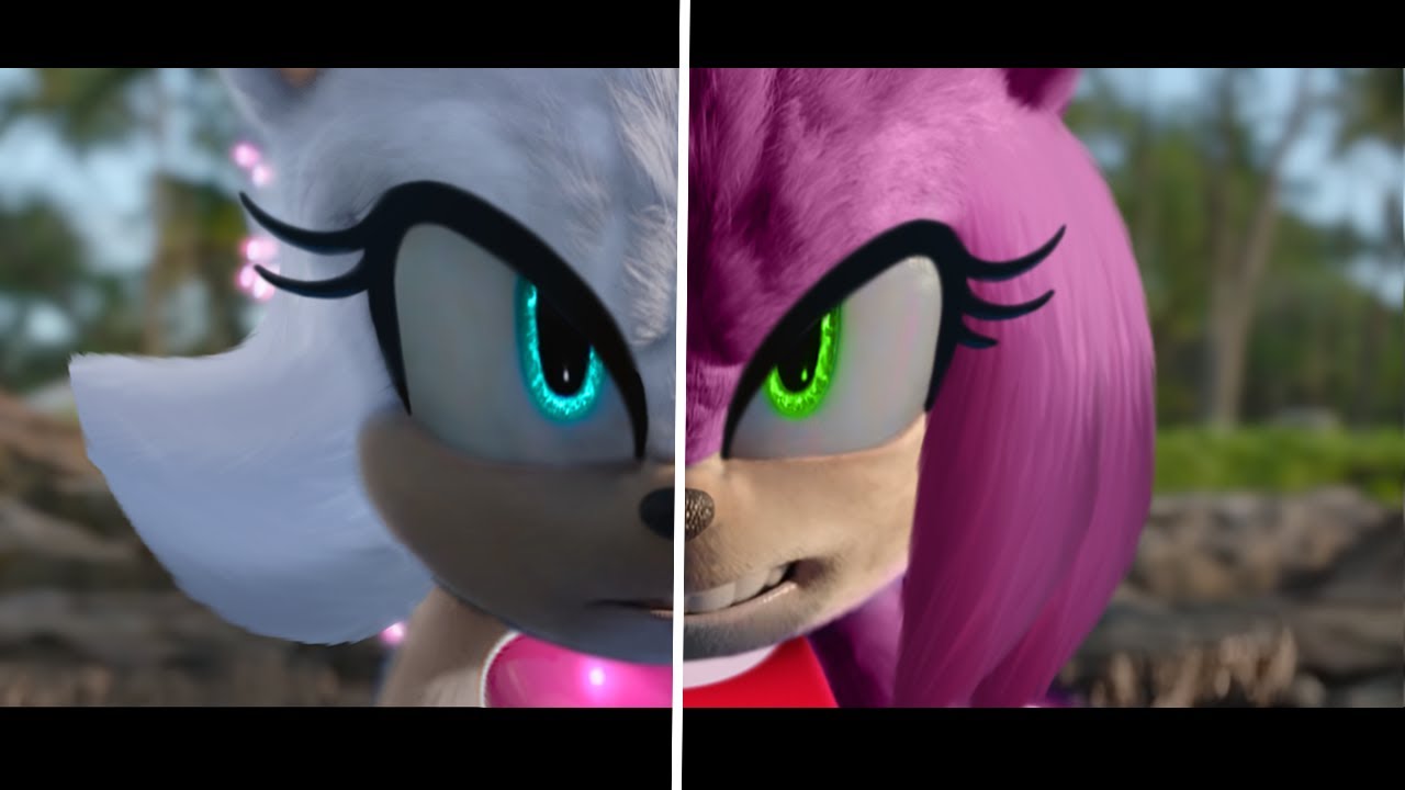 SONIC Movie 2 OLD Design VS NEW Design (AMY VS ROUGE) - YouTube