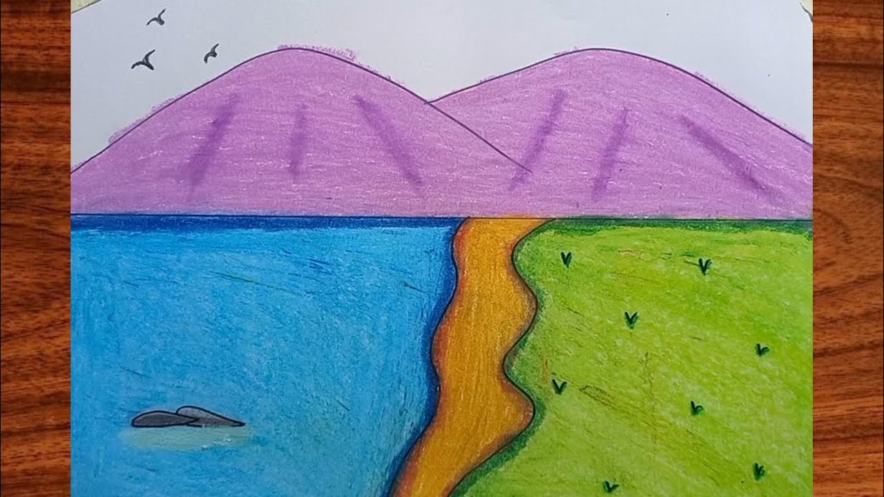 How to draw beautifull natural scenery easy || Drawing Beautifull ...