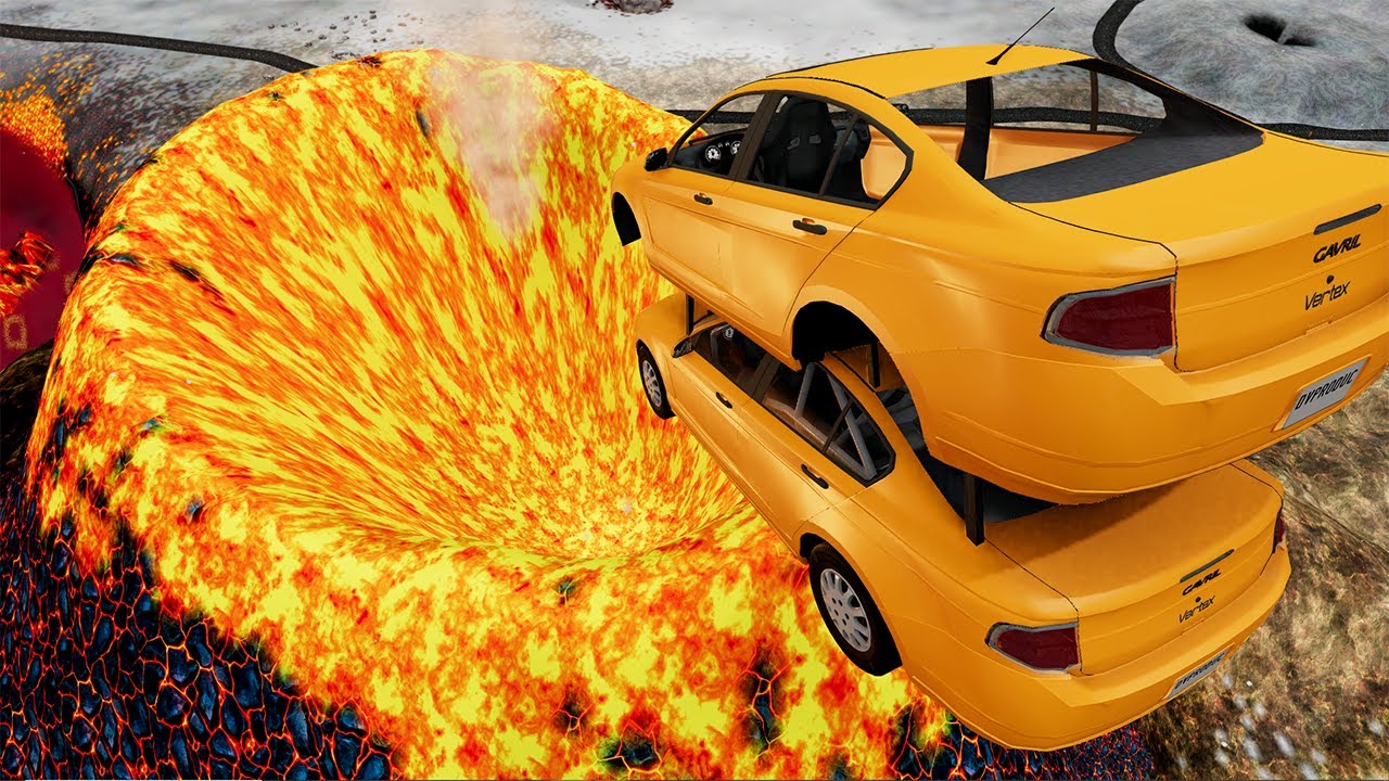 Car Jumping In Volcano - BeamNG.Drive - YouTube