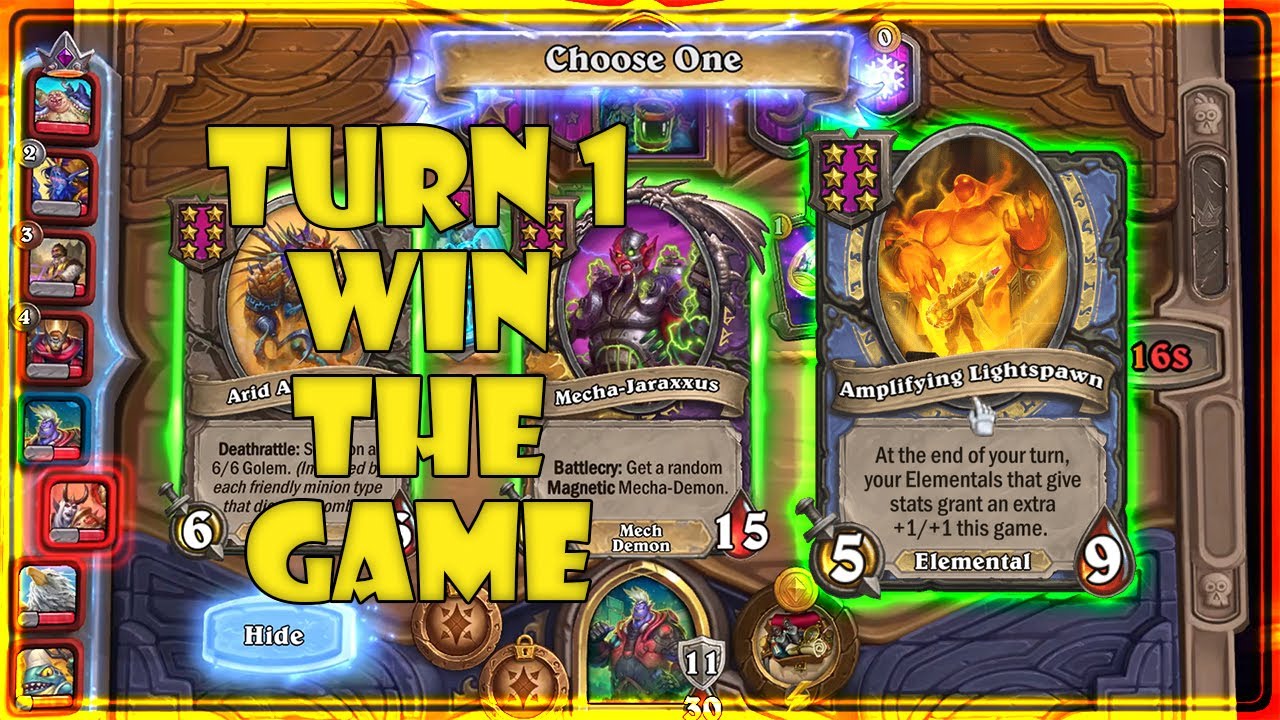 TURN 1 WIN THE GAME - Hearthstone Battlegrounds - Faelin - YouTube