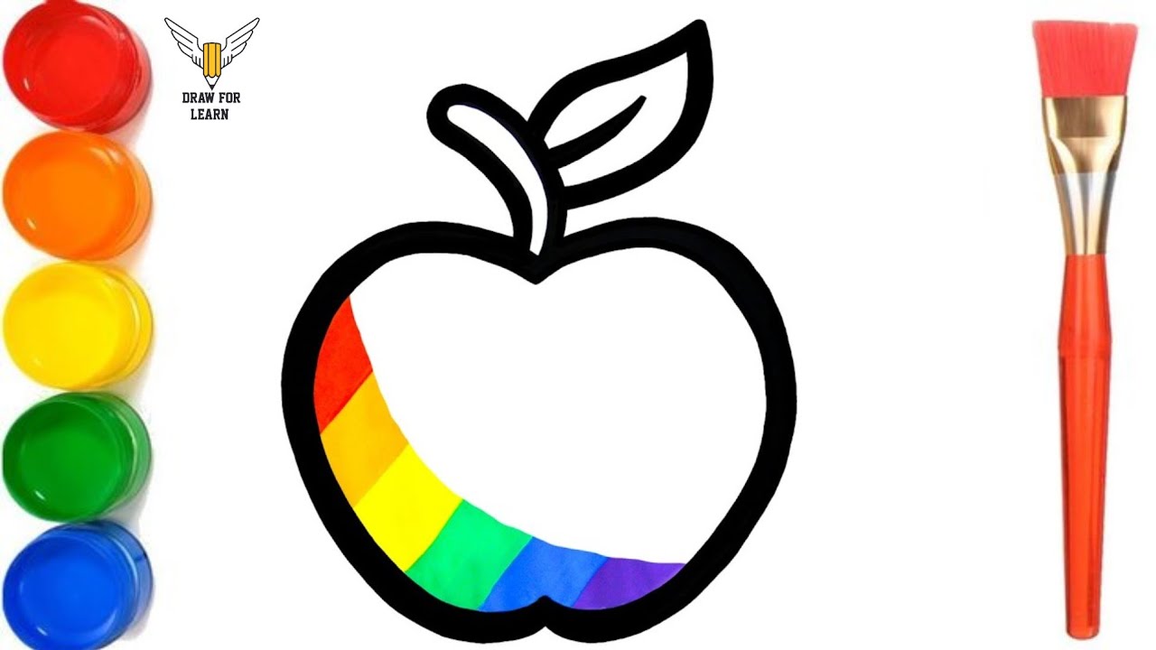 How to Draw Apple drawing, Painting and Coloring for Kids & Toddlers ...