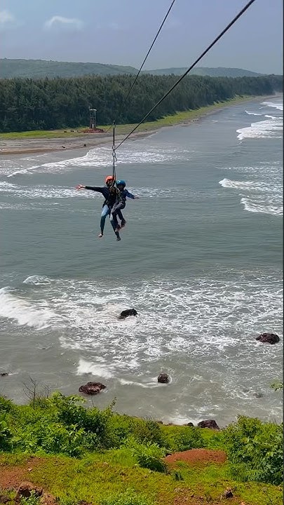 India’s First Over-Ocean Zipline @ Aare ware beach Ratnagiri #shorts #shortvideo #youtubeshorts ...