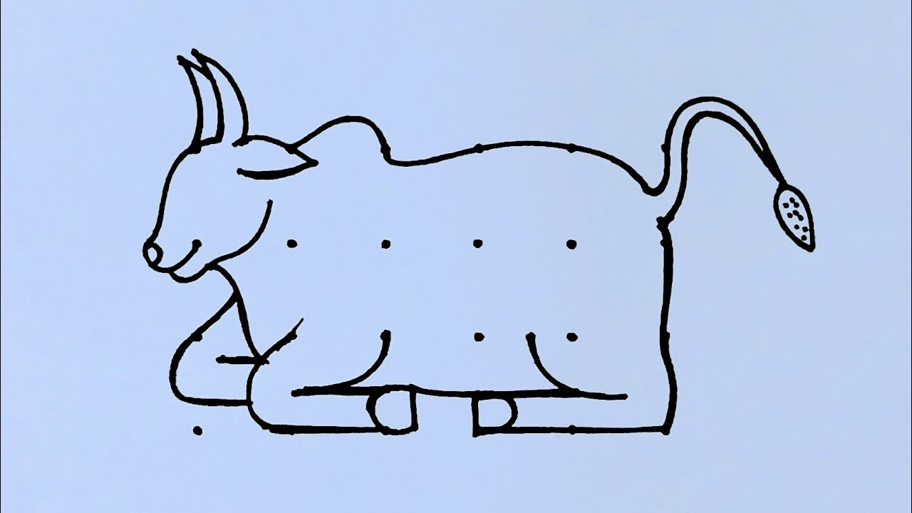Easy OX drawing from 4×6 dots // Easy Bull drawing // OX Rangoli ...