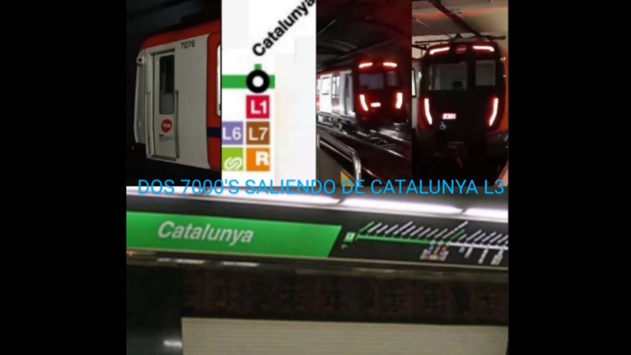 Metro de Barcelona TMB L3 Series 7000 cruzándose en Catalunya - YouTube