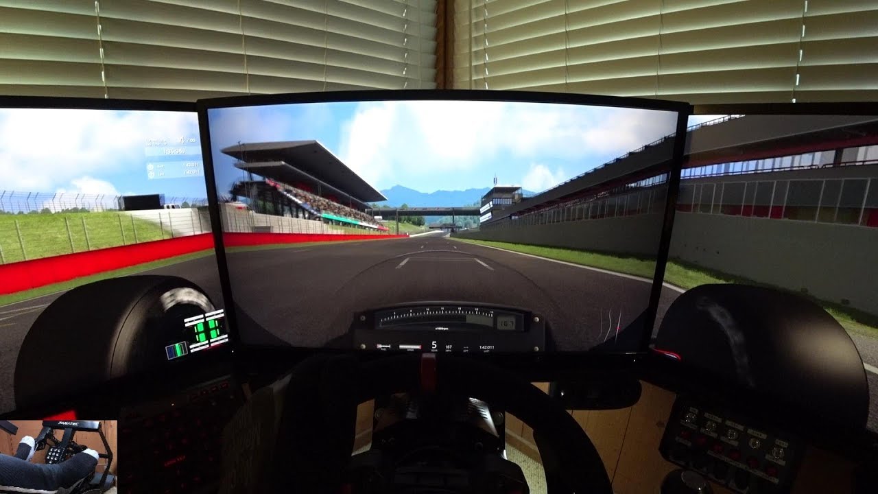 Driving in Assetto Corsa PC on the Sim Rig 7680x1440p setup - YouTube