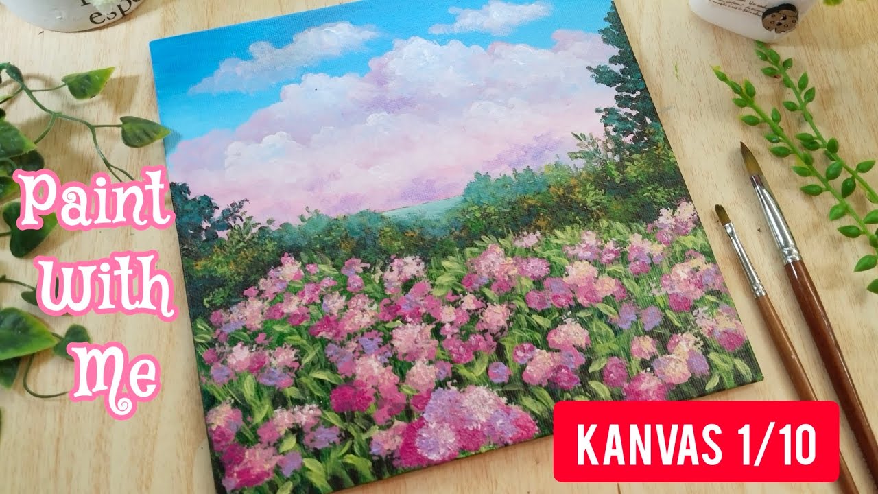 Cara melukis Awan Pink | Kanvas 1/10 | Acrylic Painting - YouTube