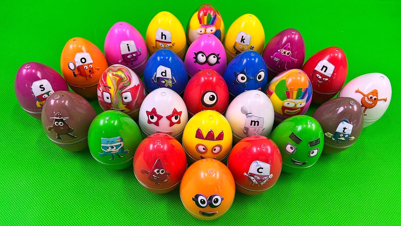 Finding Numberblocks inside Rainbow Dinosaur Eggs with CLAY Coloring ...
