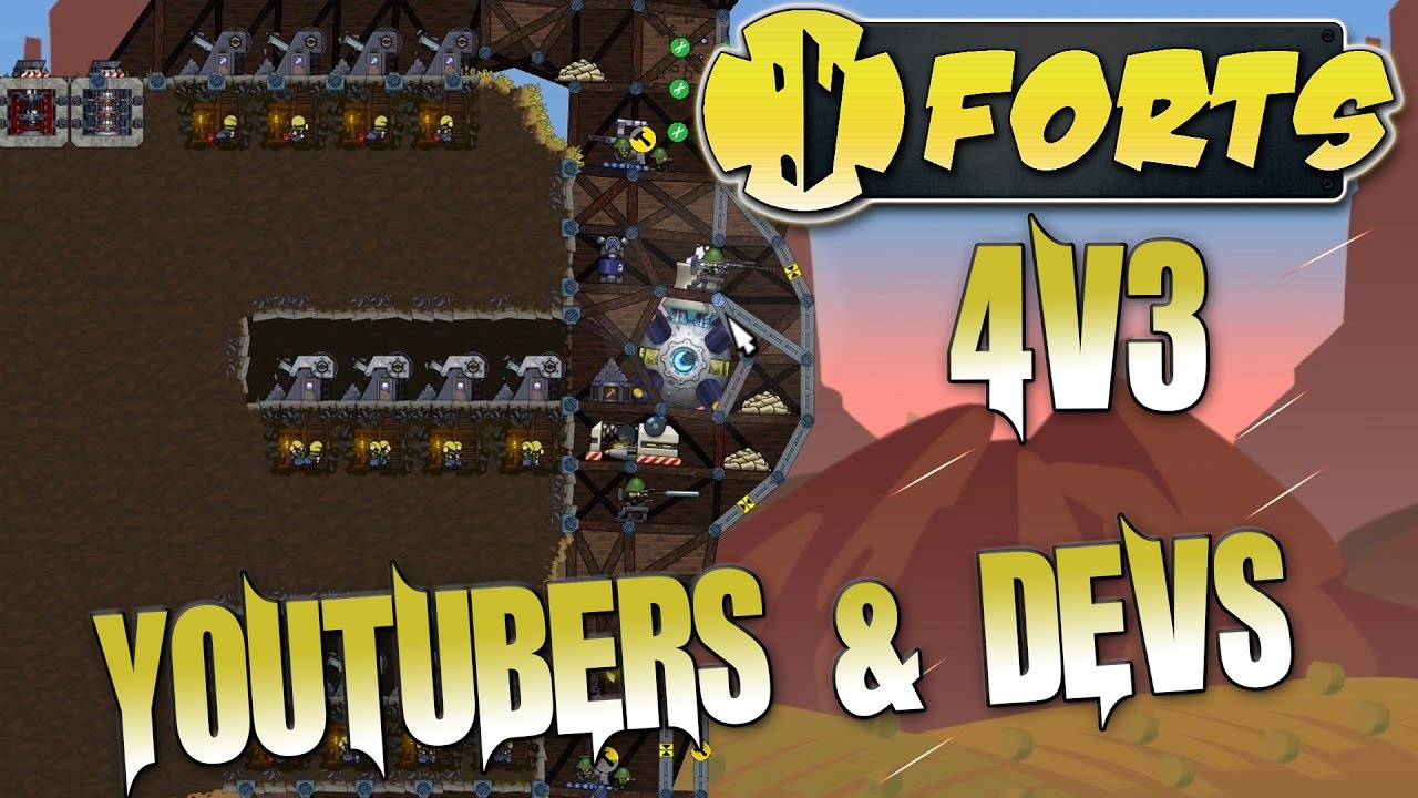 Forts Multiplayer 4v3 Gameplay YouTubers & Developers Fighting Together ...