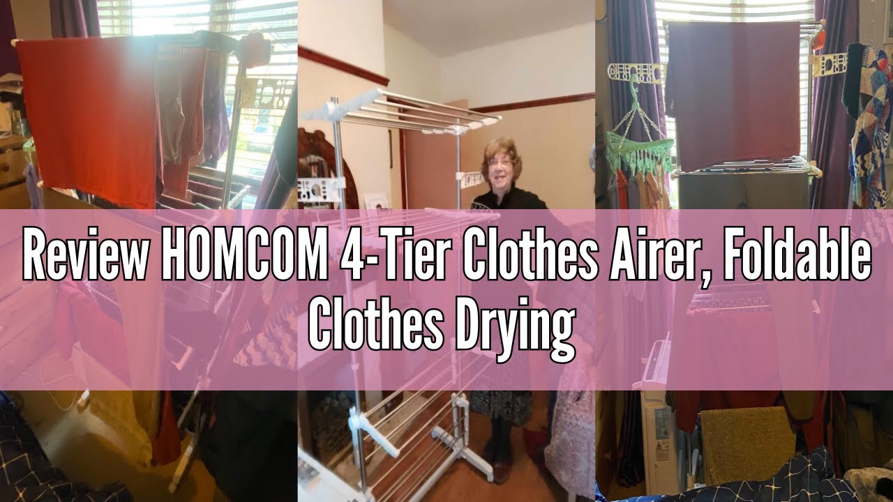 Review HOMCOM 4-Tier Clothes Airer, Foldable Clothes Drying Rack ...