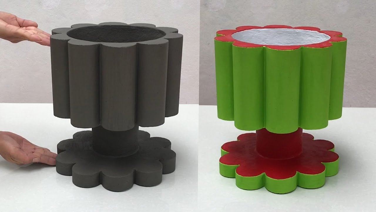 Ideas To Make Beautiful Flower Pots From Cement For Houseplants - YouTube