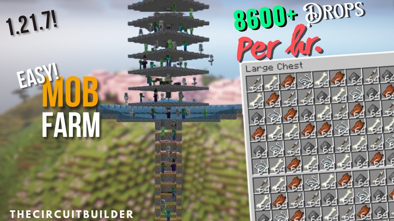 🔥 INSANE MEGA MOB FARM in Minecraft! 💥 | 1.21.7 | 8900+ Drops Per Hour ...