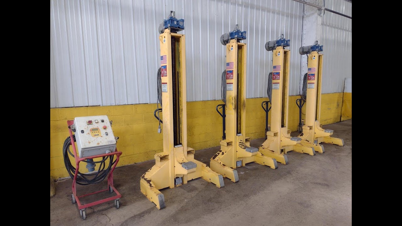 (4) 20,000 LBS (10 TON) WHITING ELECTIC RAIL CAR PORTABLE LIFT JACKS ...