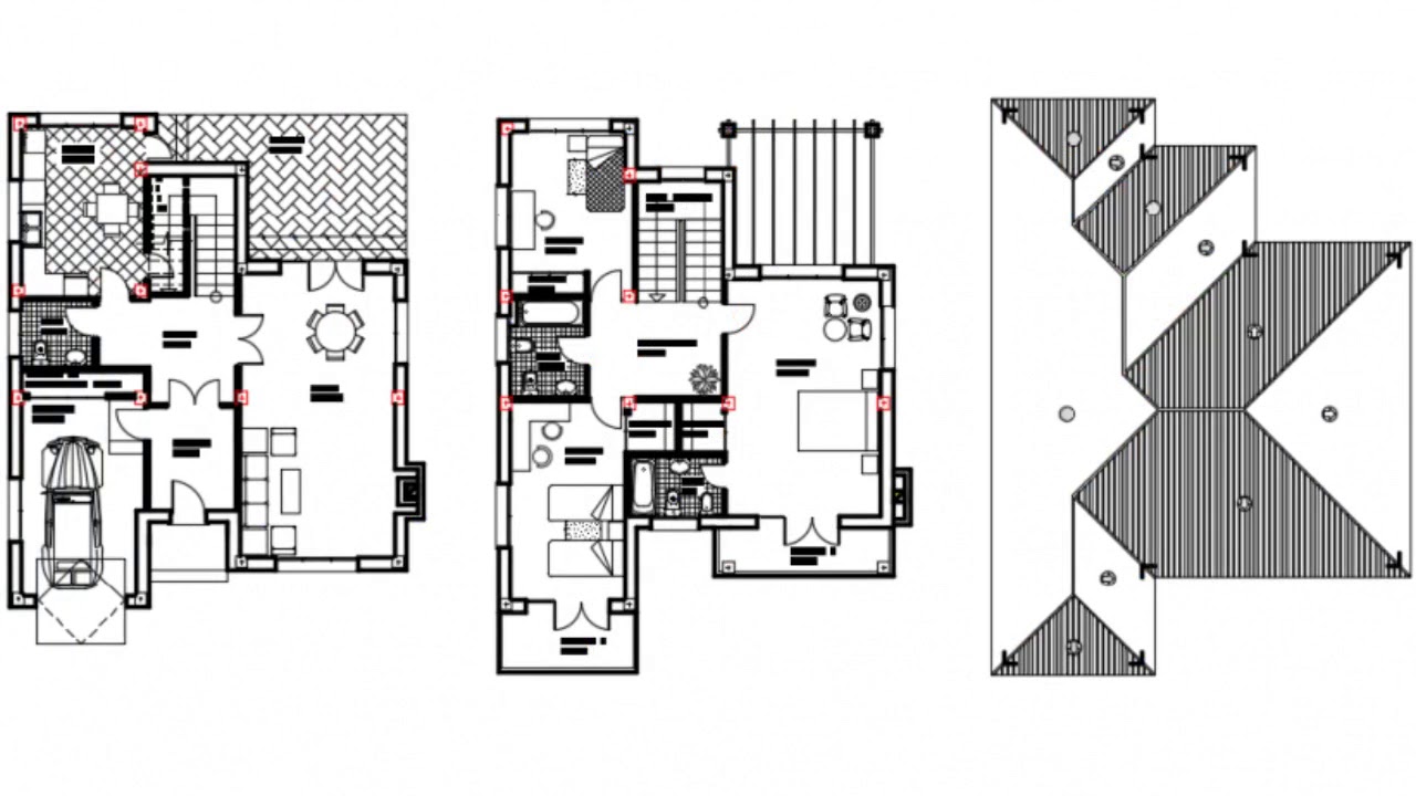 2D House plan elevation section in auto cad format - YouTube