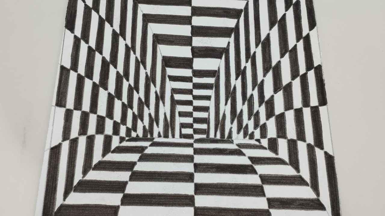 How to draw 3D tunnel,Easy trick art - YouTube
