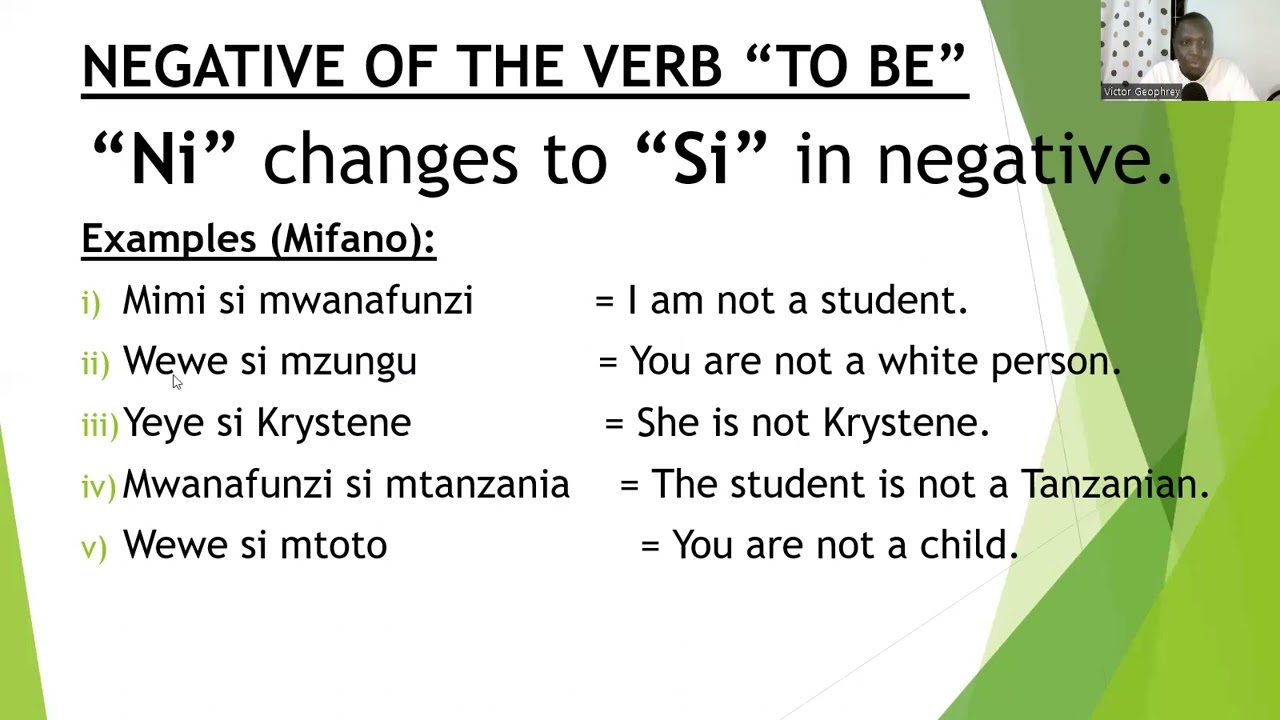 SWAHILI - THE VERB TO BE (KITENZI "KUWA") - YouTube