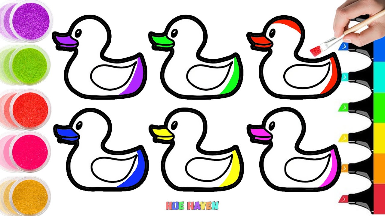 🦆How To Draw a Colorful Flock Of Ducks | Easy Drawing And Coloring #24 ...