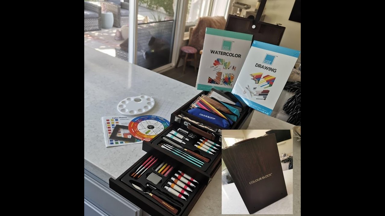 COLOUR BLOCK 152 pc Wooden Easel Mixed Media Art Supplies Artist ...