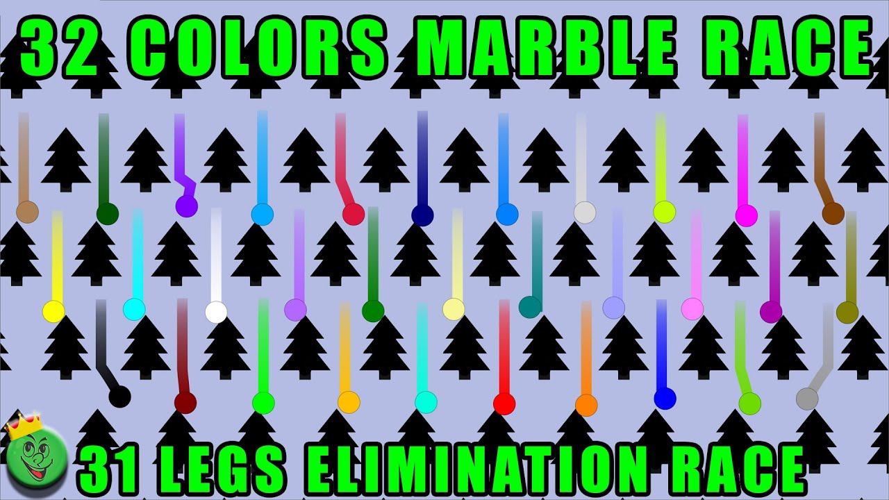 32 Colors Elimination Marble Race with 31 legs / Marble Race King - YouTube