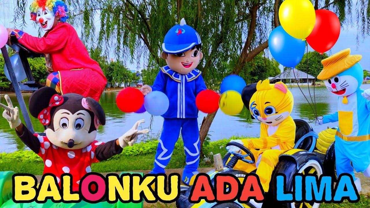 Balonku ada 5 klip badut-badut lucu berenang balon warna-warni Lagu ...