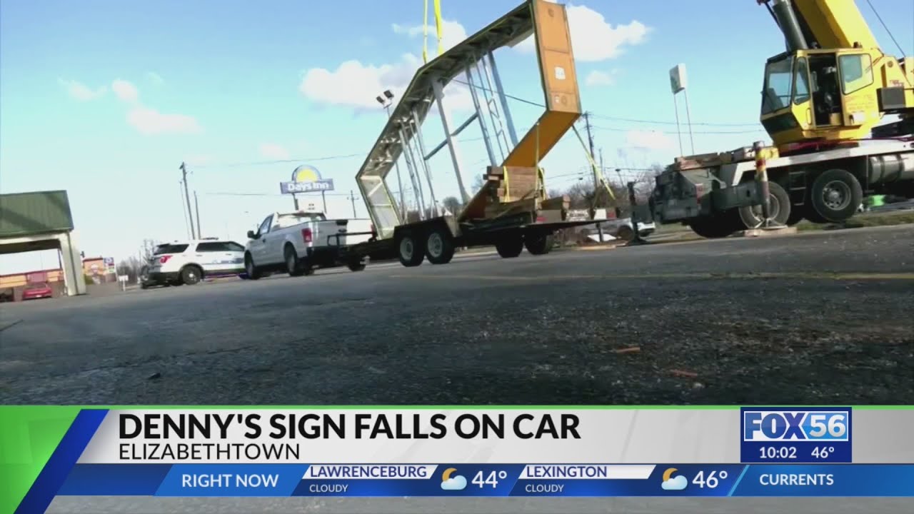 Elizabethtown Denny's sign falls killing 1, injuring 2 - YouTube