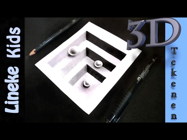 3d Gat Tekening Op Papier Abstract Vallende Ballen Uit Een Gat