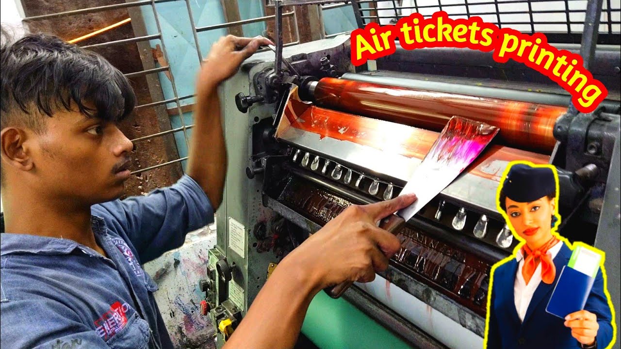 Air tickets printing machines working. Airlines ticket printing process ...
