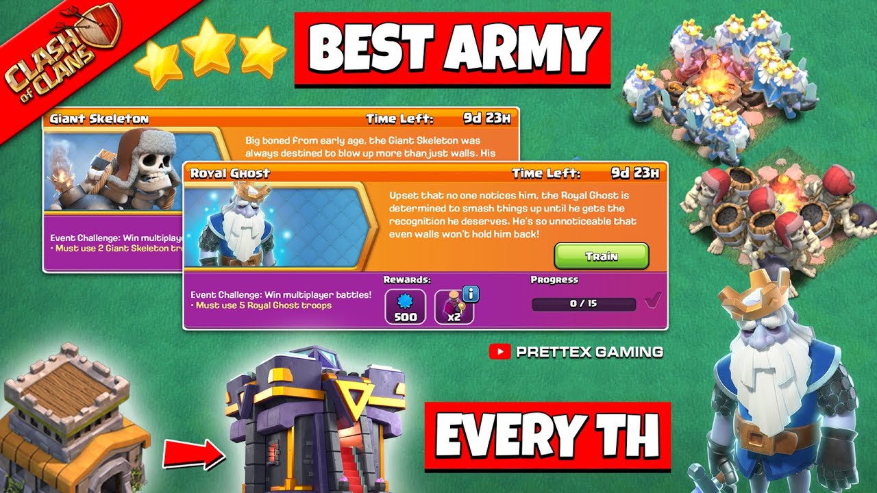 Best Attack Strategy of Royal Ghost & Giant Skeleton TH8 to TH15 | Coc ...