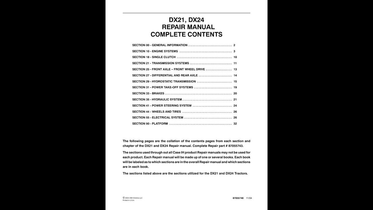 Case DX21, DX24 Tractors | 87055748 Service manual - YouTube
