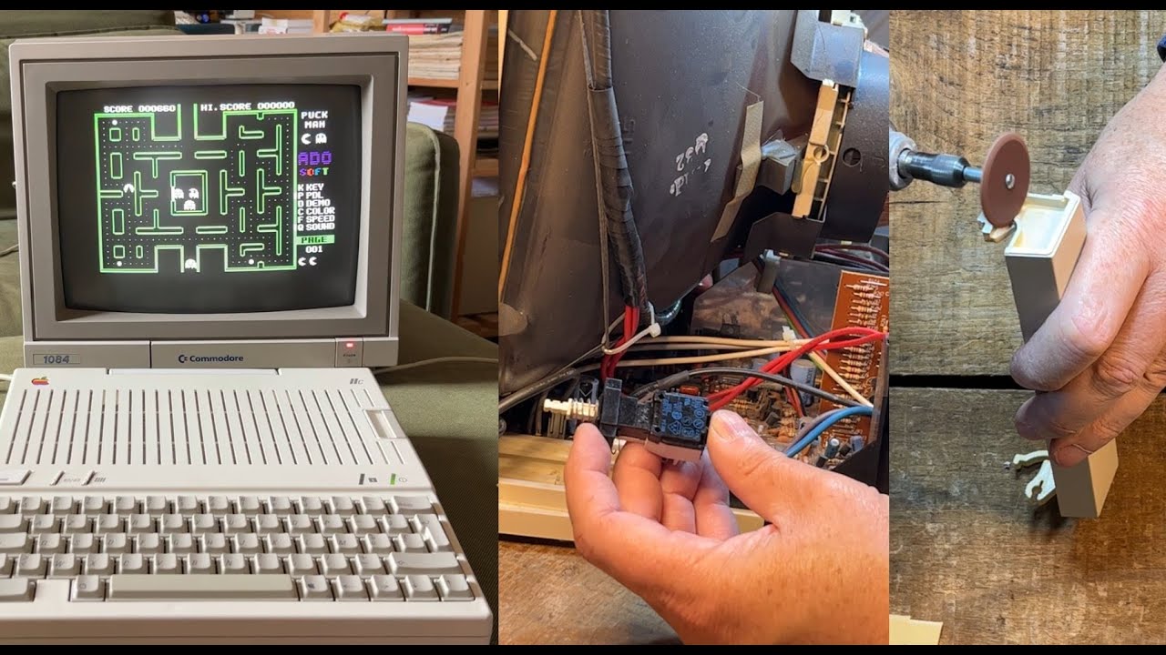 Réparation d'un écran Commodore 1084 : clapet et interrupteur - YouTube
