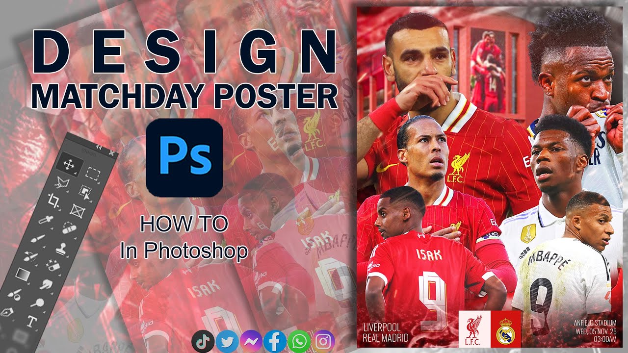 🔥 How to Design a UCL Football Matchday Poster in Photoshop 2025 Step ...