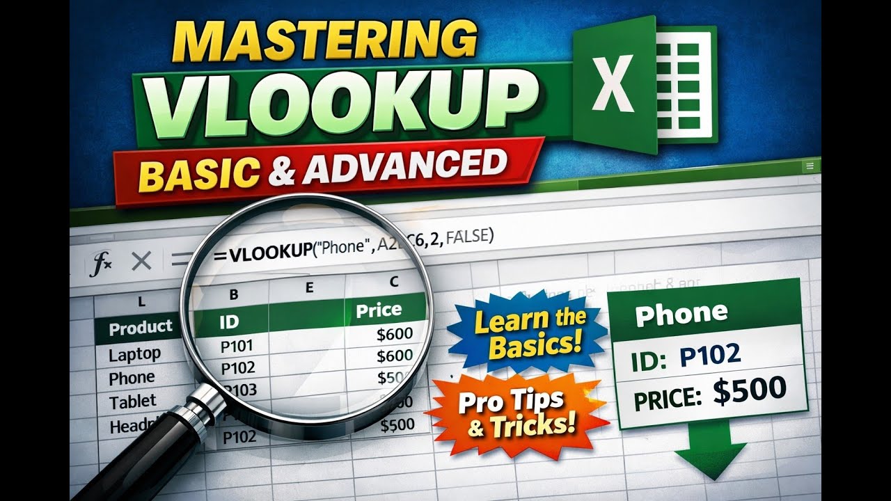 VLOOKUP (BASIC - ADVANCE TUTORIAL) - YouTube