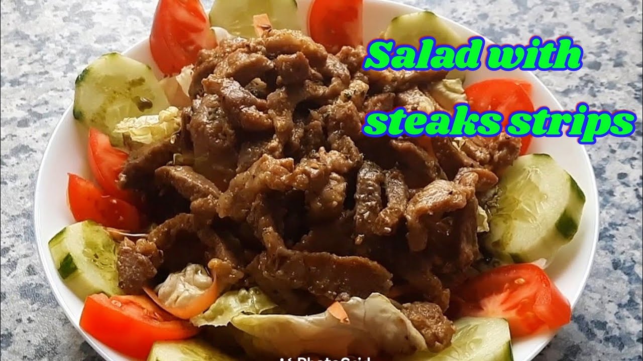 Delicious salad with steaks strips - YouTube
