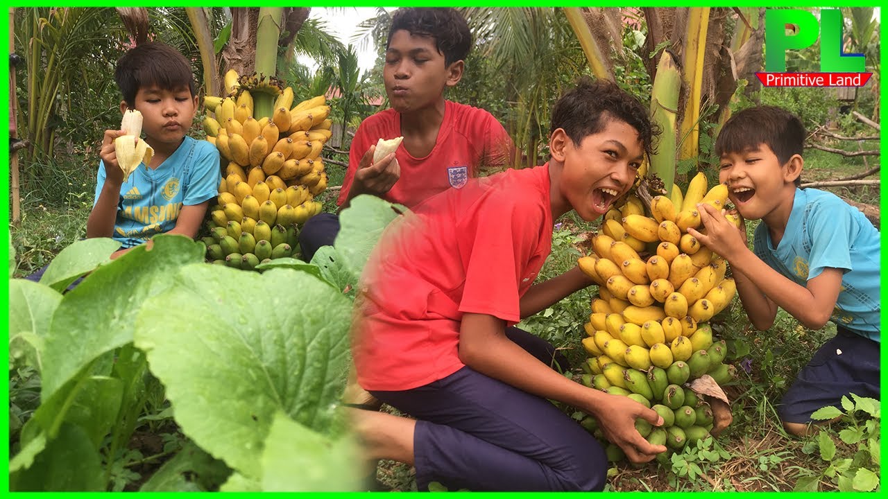 Primitive Technology Eating Fresh Natural Banana Primitive Land ...